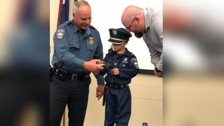 Cheers fill the hallways as 4-year-old CSPD Officer Joshua finishes ...