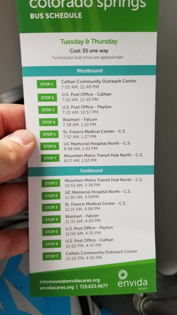 El Paso County and Envida launch public bus service to Calhan