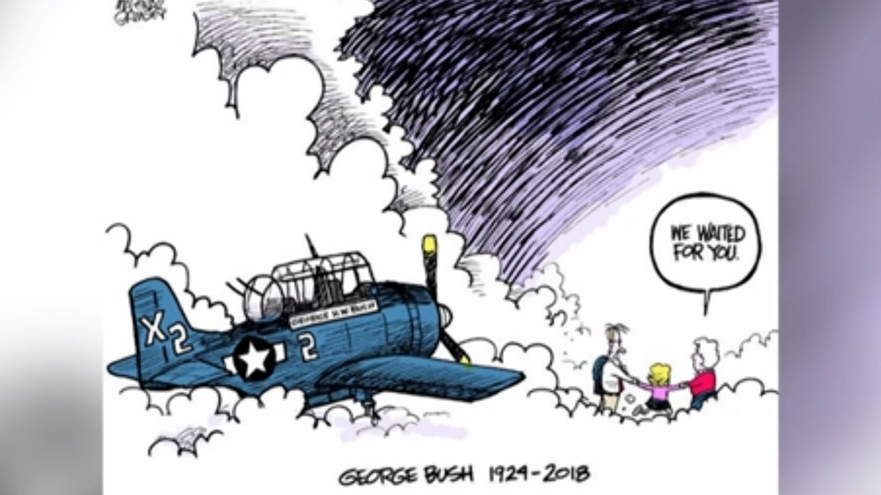 Bush family reunited in moving cartoon
